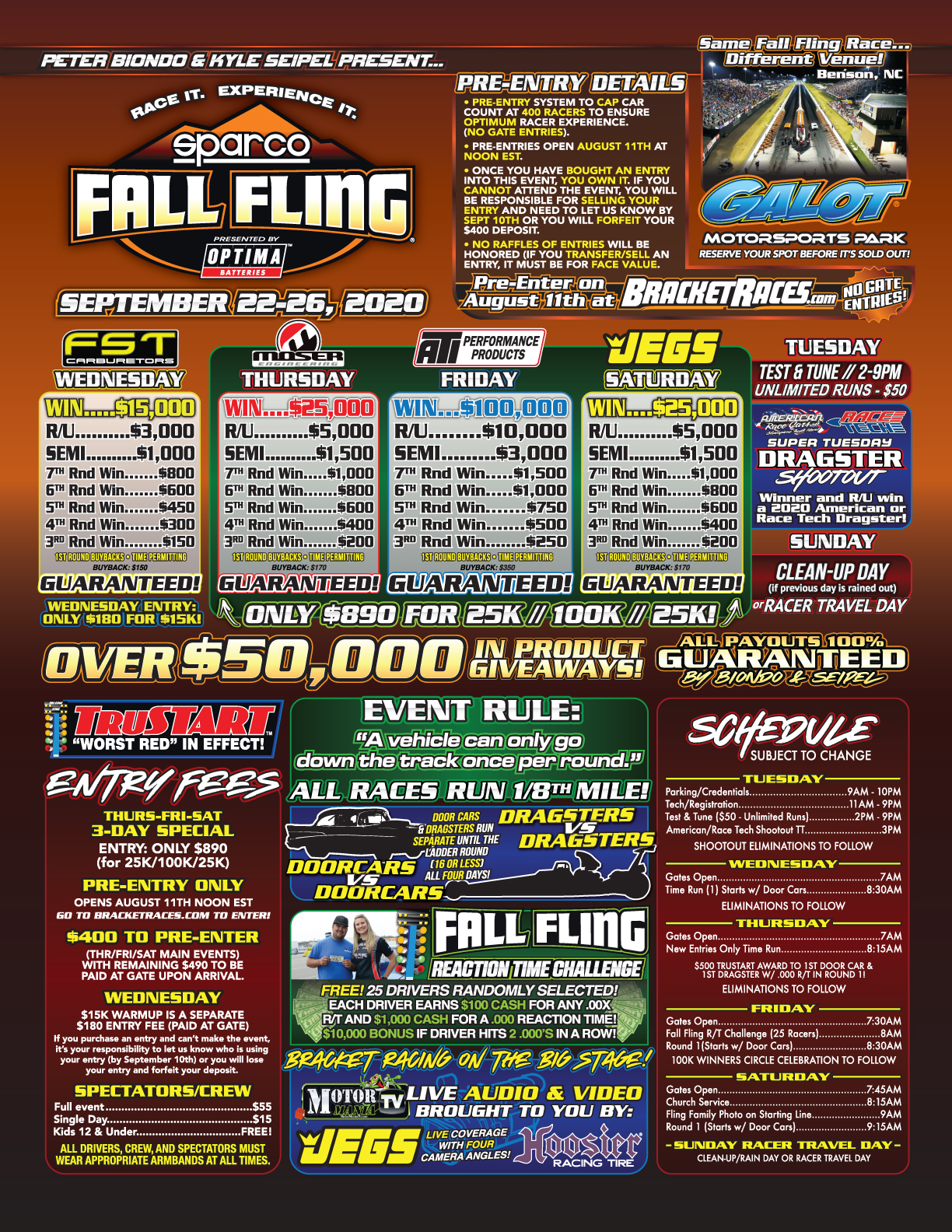 Bracket Races | Revised 2020 Schedule